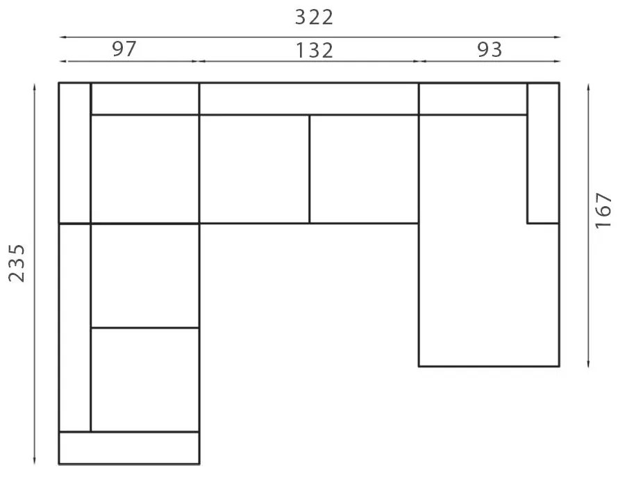 Sedací souprava VENTO U | 235x322x167 | VÝBĚR TKANIN | s úložným prostorem a rozkladem