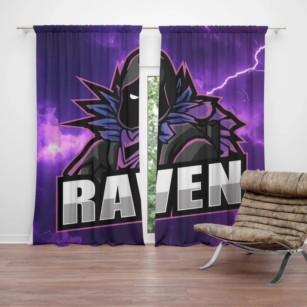 Sablio Závěs FORTNITE RAVEN Fialová bouře: 2ks 140x250cm