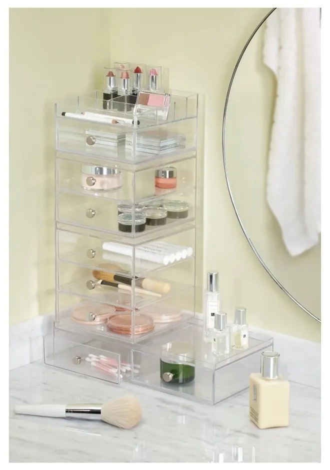 Transparentní organizér se 3 šuplíky iDesign Drawers, výška 18 cm