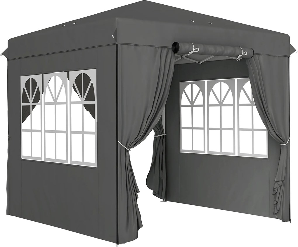 Outsunny altán 2,5x2,5 m, vodoodpudivý stabilní zimní pop-up skládací altán, UV ochrana 50+, skládací party stan zahradní stan se 4 bočními panely ta…