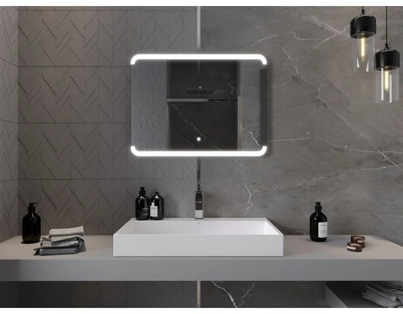 Mexen Nida, LED koupelnové zrcadlo s podsvícením 80x60 cm, 6000K, ochrana proti zamlžování, 9806-080-060-611-00