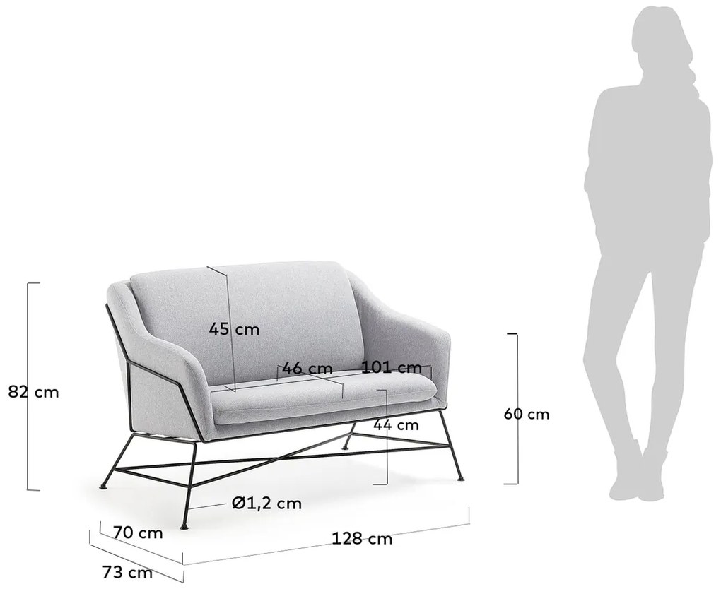 Zelená čalouněná dvoumístná pohovka Kave Home Brida 128 cm