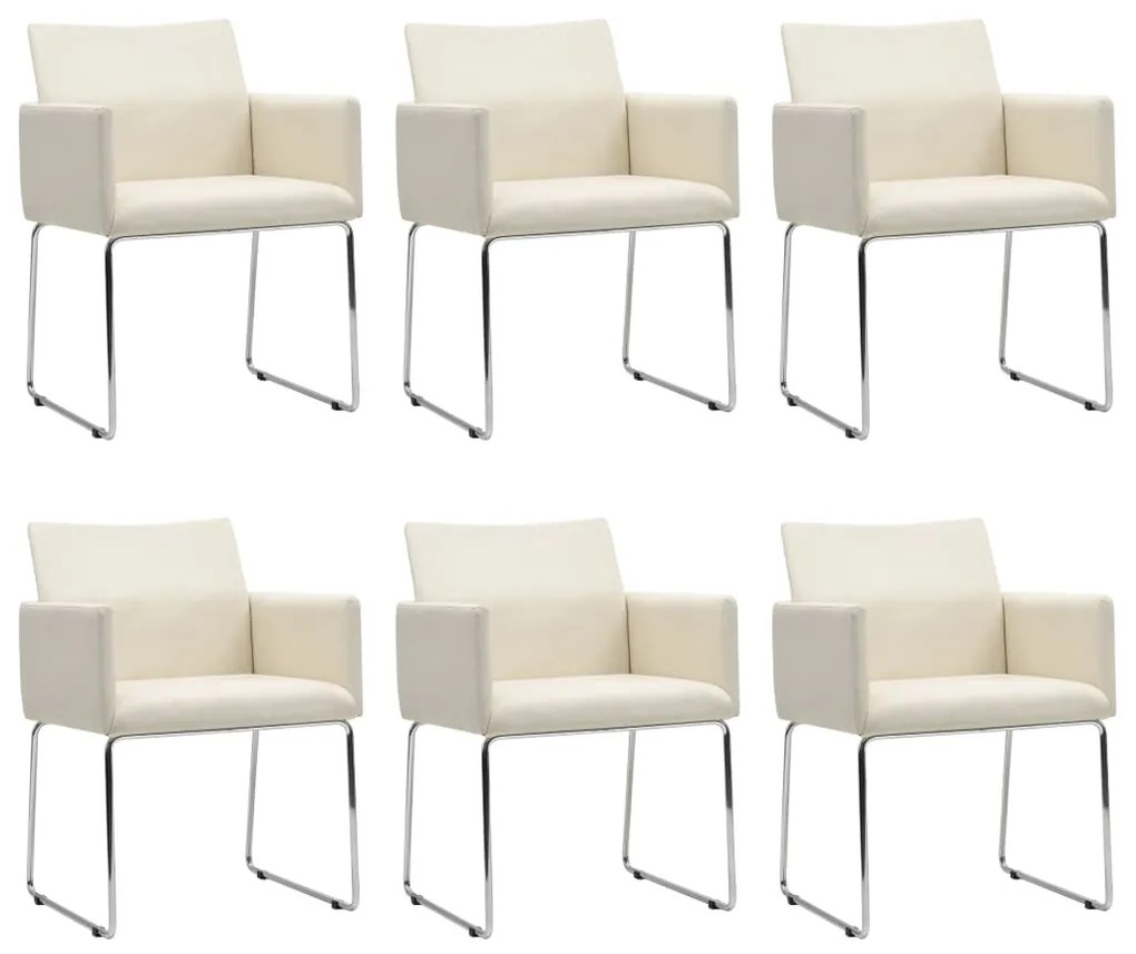 Jídelní židle 6 ks bílé se vzhledem lnu textil - Default Title