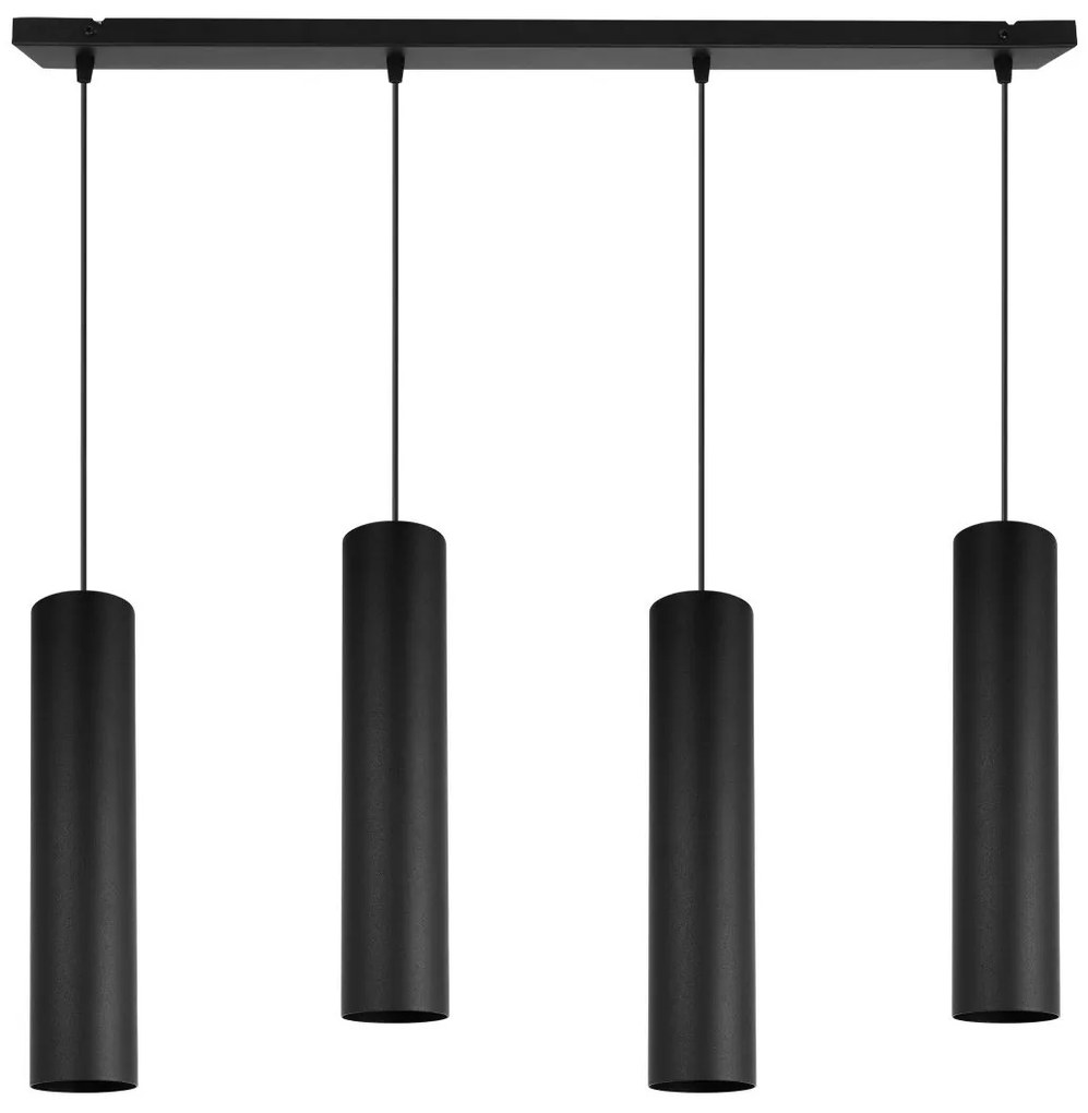 Závěsné svítidlo Tuba, 4x černé kovové stínítko