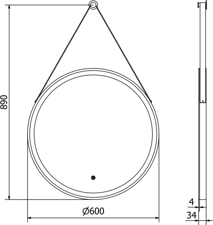 Mexen Reni, LED koupelnové zrcadlo s podsvícením 60x60 cm, 6000K, černý rám, ochrana proti zamlžování, 9812-060-060-611-70