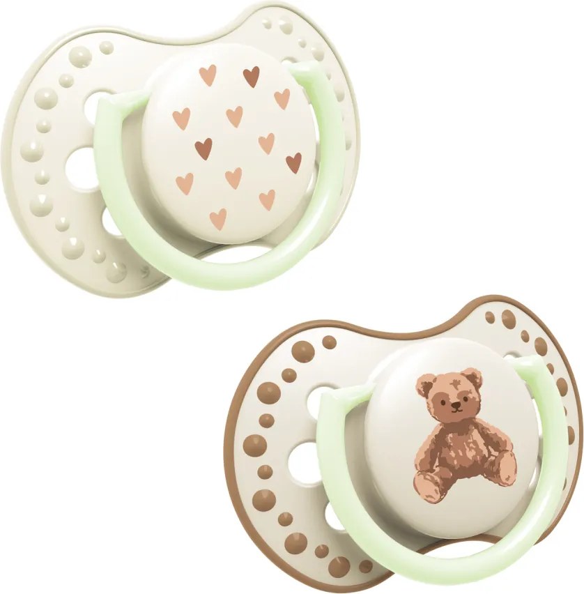 LOVI Dudlík svítící silikonový dynamický TEDDY LOVE 18m+ 2ks