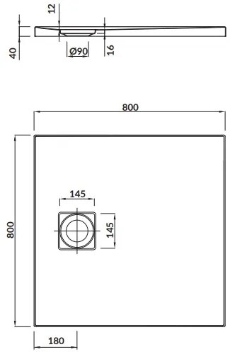 Cersanit TAKO SLIM sprchová vanička 80x80x4 cm + sifon, bílá, S601-121