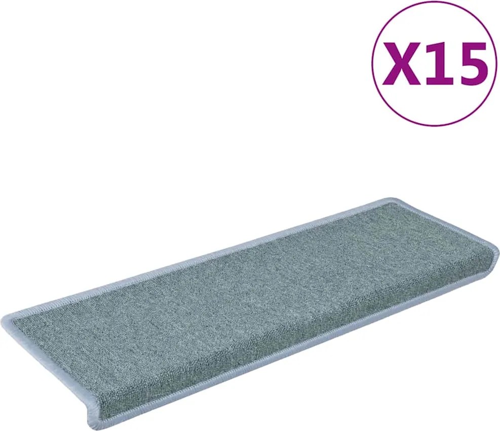 Schodové rohože 15 ks 65 x 21 x 4 cm mořská modrá s obdélníkovým okrajem 326194