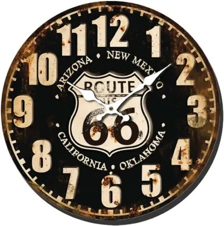 Nástěnné retro hodiny Route 66, průměr 40 cm