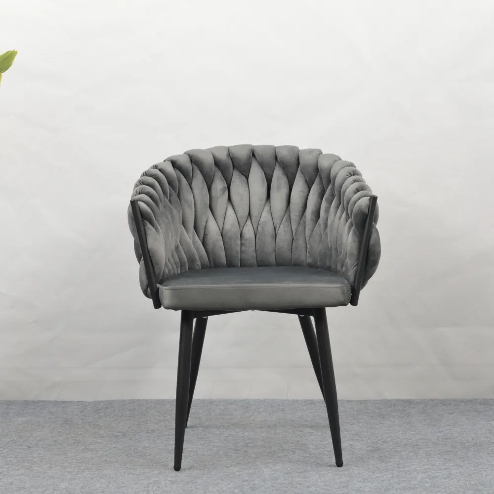 Kondela Jídelní křeslo, tmavě šedá Velvet látka/černá, BLER