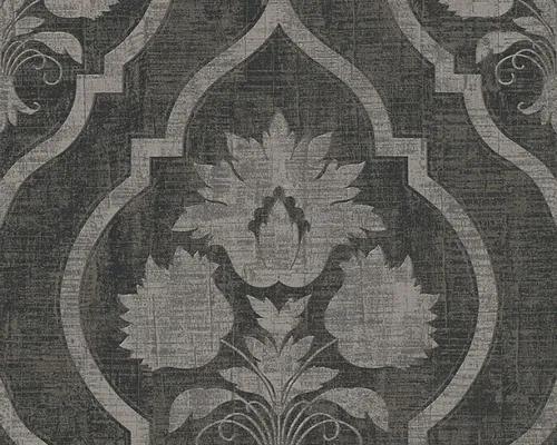 Vliesová tapeta, motiv ornament, šedo-černá