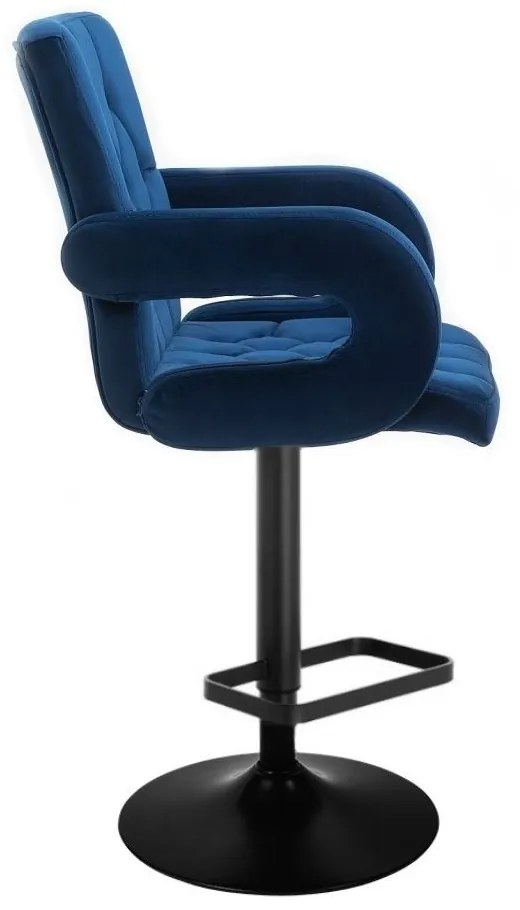LuxuryForm DESIGN Barová židle BOSTON VELUR na černé kulaté podstavě - modrá