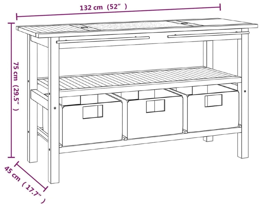 Koupelnová Skříňka S Umyvadly Z Říčního Kamene Masivní Teak - bez koše