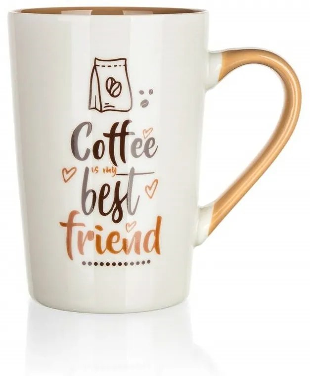 Banquet Keramický hrnek COFFE BEST FRIEND 450 ml, bílá