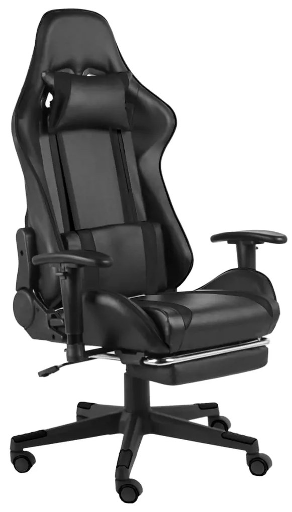 20484 vidaXL Otočná herní židle s podnožkou černá PVC