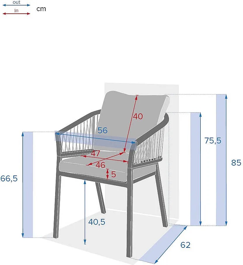 Hliníkové jídelní křeslo COLUMBIA (šedo-hnědá)