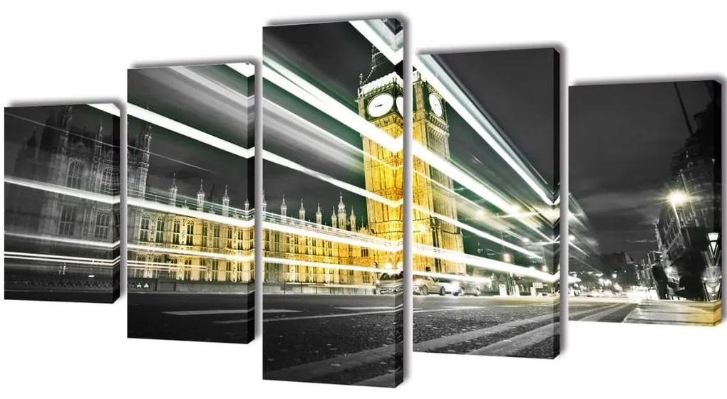 241544 vidaXL Sada obrazů, tisk na plátně, Londýn Big Ben, 100 x 50 cm