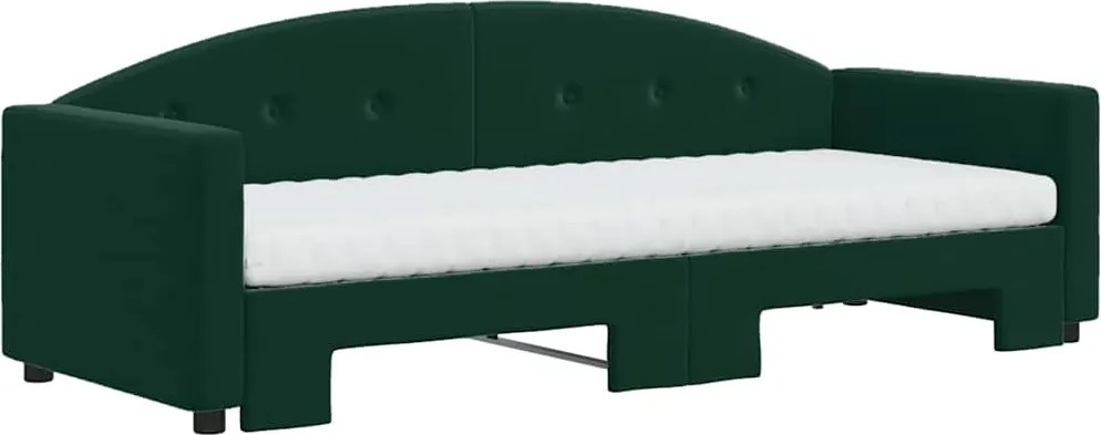 Válenda s přistýlkou a matracemi tmavě zelená 80 x 200 cm samet 3197320