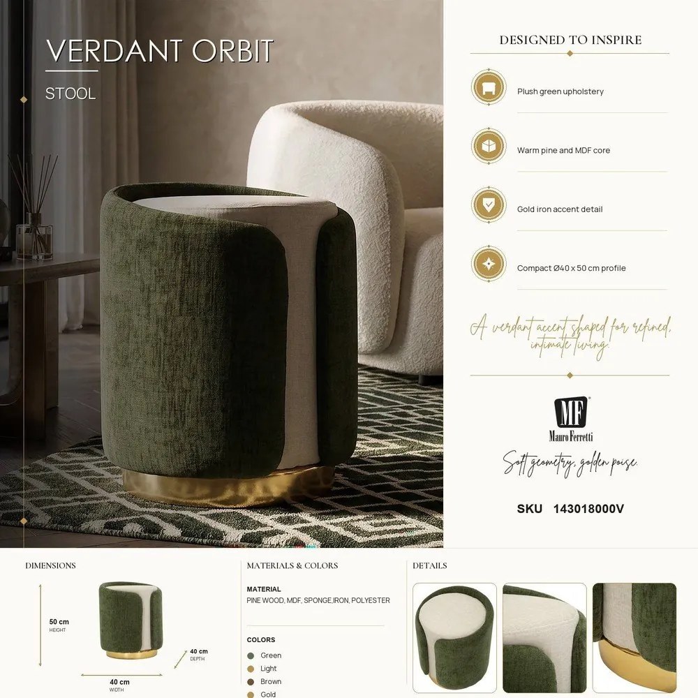 Zelený taburet Glam Style – Mauro Ferretti