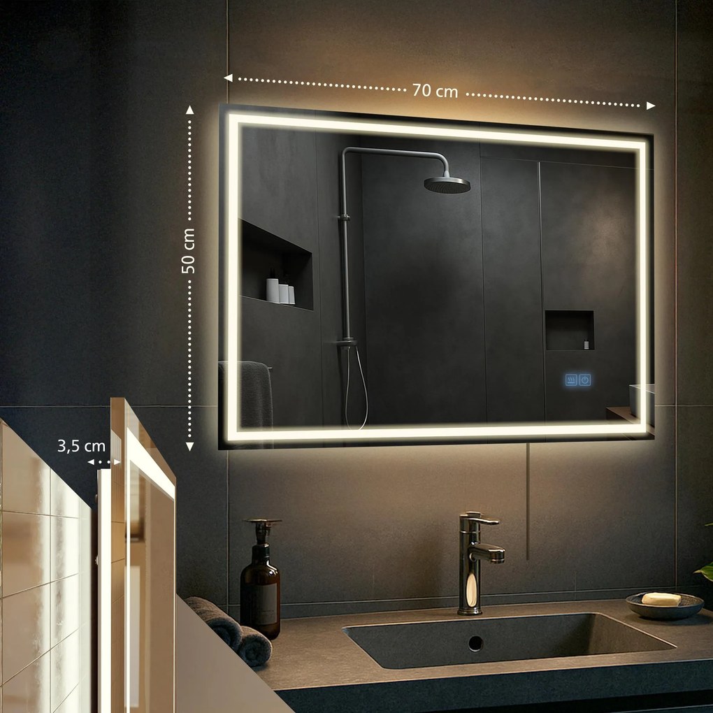 Koupelnové zrcadlo Jaffrey 50x70 s Bluetooth – čiré sklo