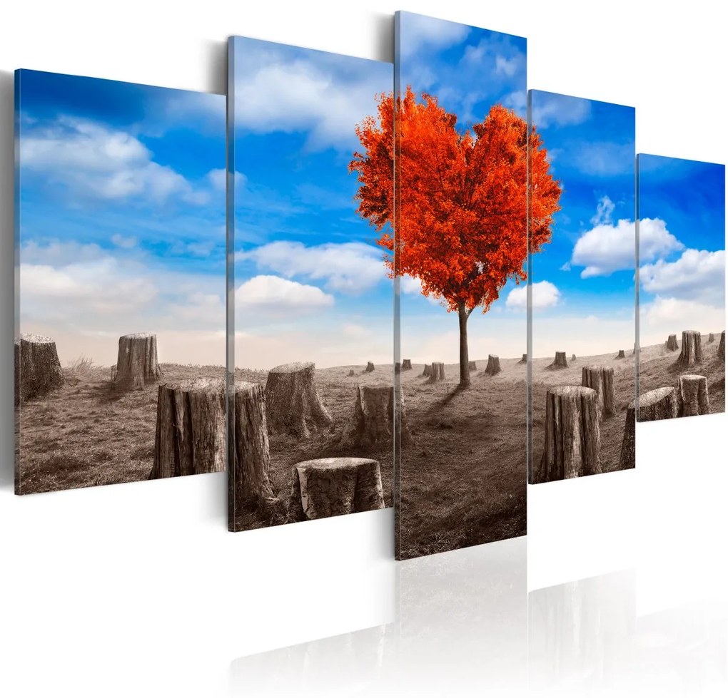 Pětidílné obrazy - strom s pařezy (200x100 cm) - Murando DeLuxe
