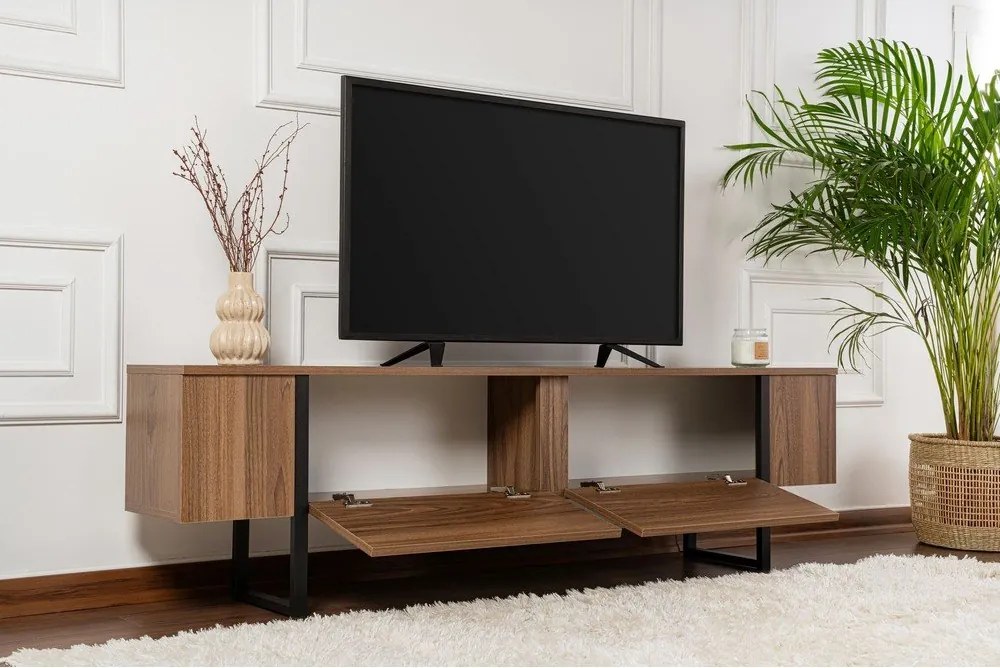TV stolek v dekoru ořechu v tmavě přírodní barvě 180x50x29,5 cm Serenity – Kalune Design