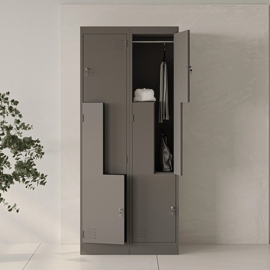 Šatní skříň typu L 4-boxová, antracitová, 800x1850x450 mm: JULIA
