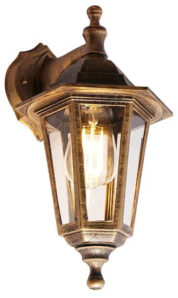 Starožitná venkovní nástěnná lampa zlatá IP44 - New Haven