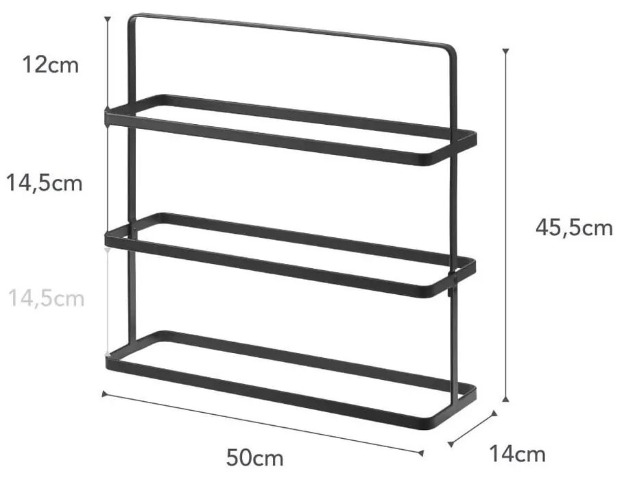 Černý široký stojan na boty YAMAZAKI Tower Shoe Rack