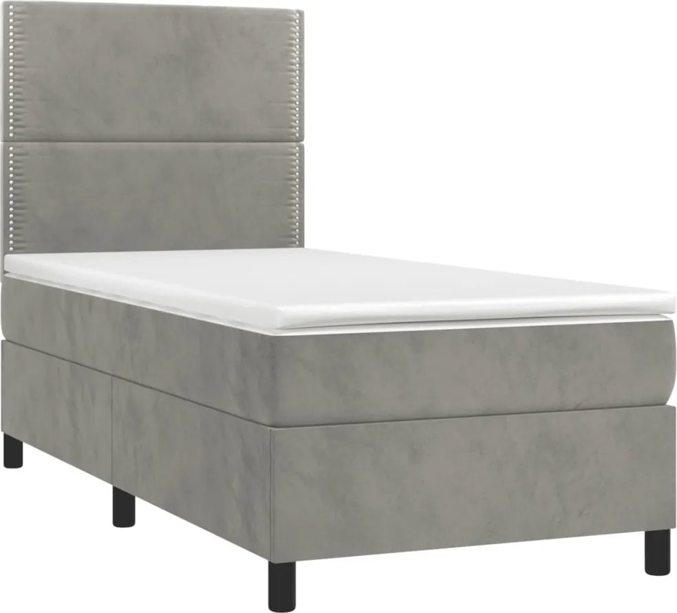 vidaXL Box spring postel s matrací 80 x 200 cm samet [3142931] Barva: světle šedá