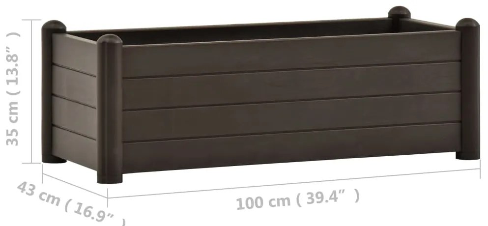 vidaXL Marketos Vyvýšený záhon PP moka 100 x 43 x 35 cm