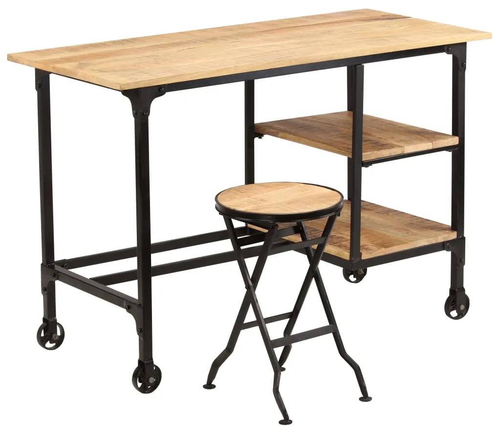 vidaXL Psací stůl se skládací stoličkou masivní mangovník 115x50x76 cm