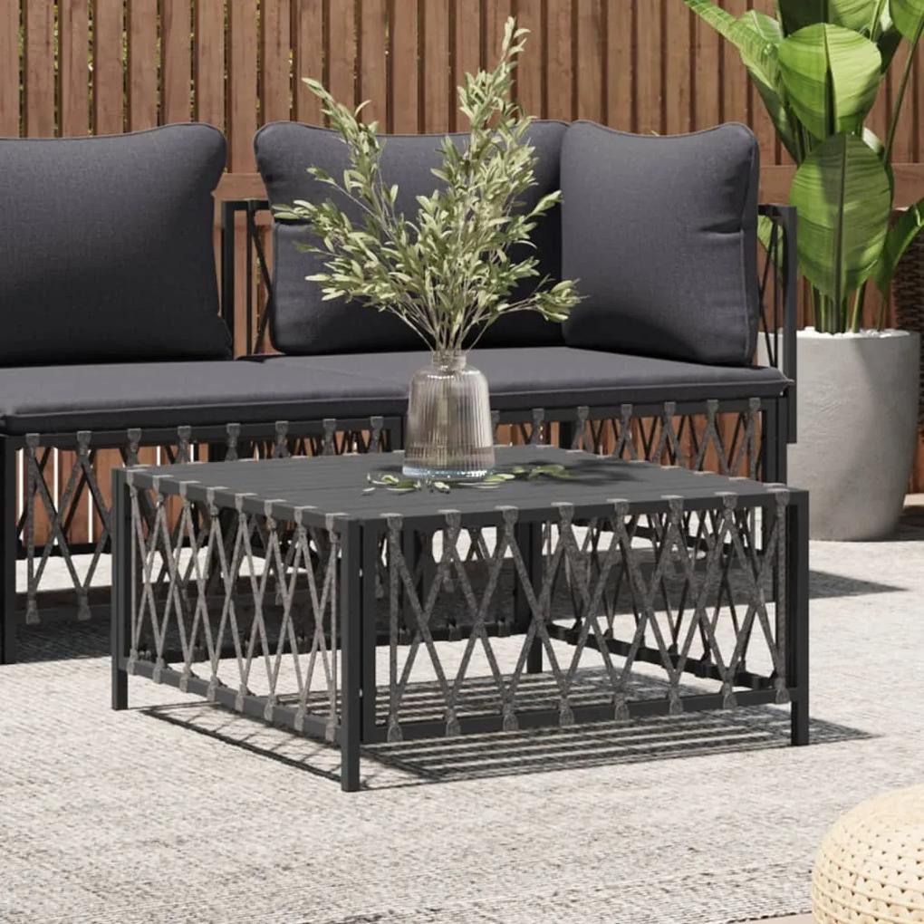 Zahradní stolek antracitový 70 x 70 x 34 cm tkaná textilie - Default Title