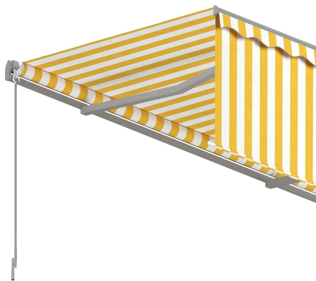 vidaXL Ručně zatahovací markýza s roletou 5 x 3 m žlutobílá