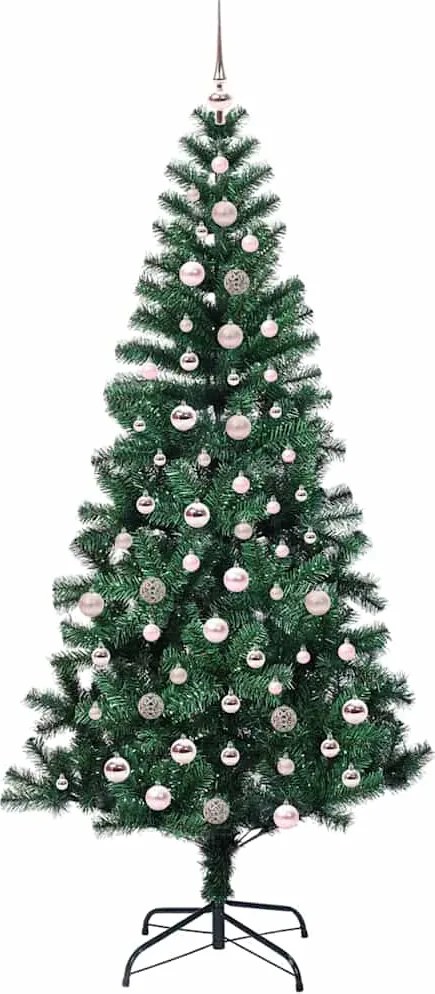 Umělý osvětlený vánoční stromeček Zelená 240 cm PVC a kov 3396790