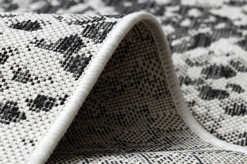 Dywany Łuszczów, Kusový koberec Sion Sisal Snake`s skin 22162 ecru/black – na ven i na doma, 200x290, šedá, chodba / předsíň