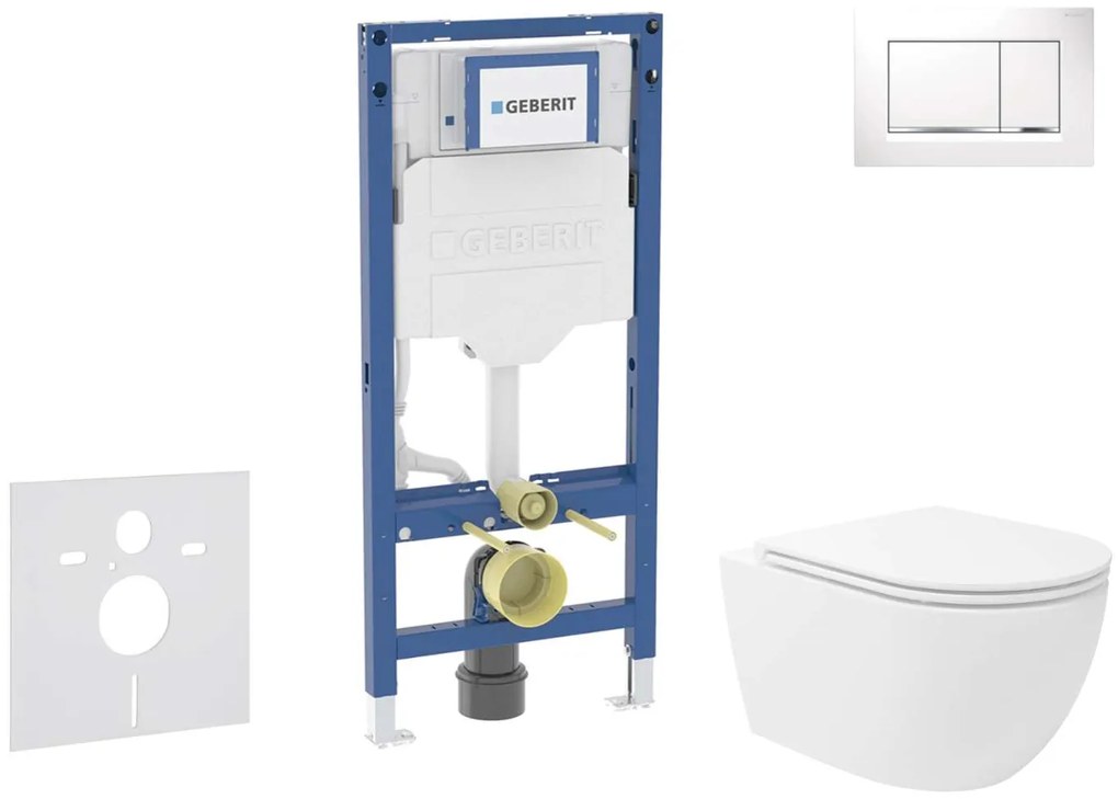Geberit Duofix - Set předstěnové instalace, klozetu Oudee Vortex a sedátka softclose, tlačítko Sigma20, bílá/chrom SANI11CA3186B