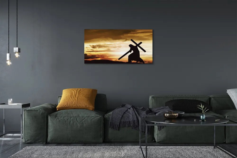 Obrazy na plátně Jesus cross západ slunce 120x60 cm