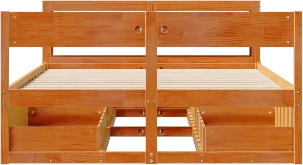 Postel bez matrace voskově hnědá 135 x 190 cm masivní borovice 3306398
