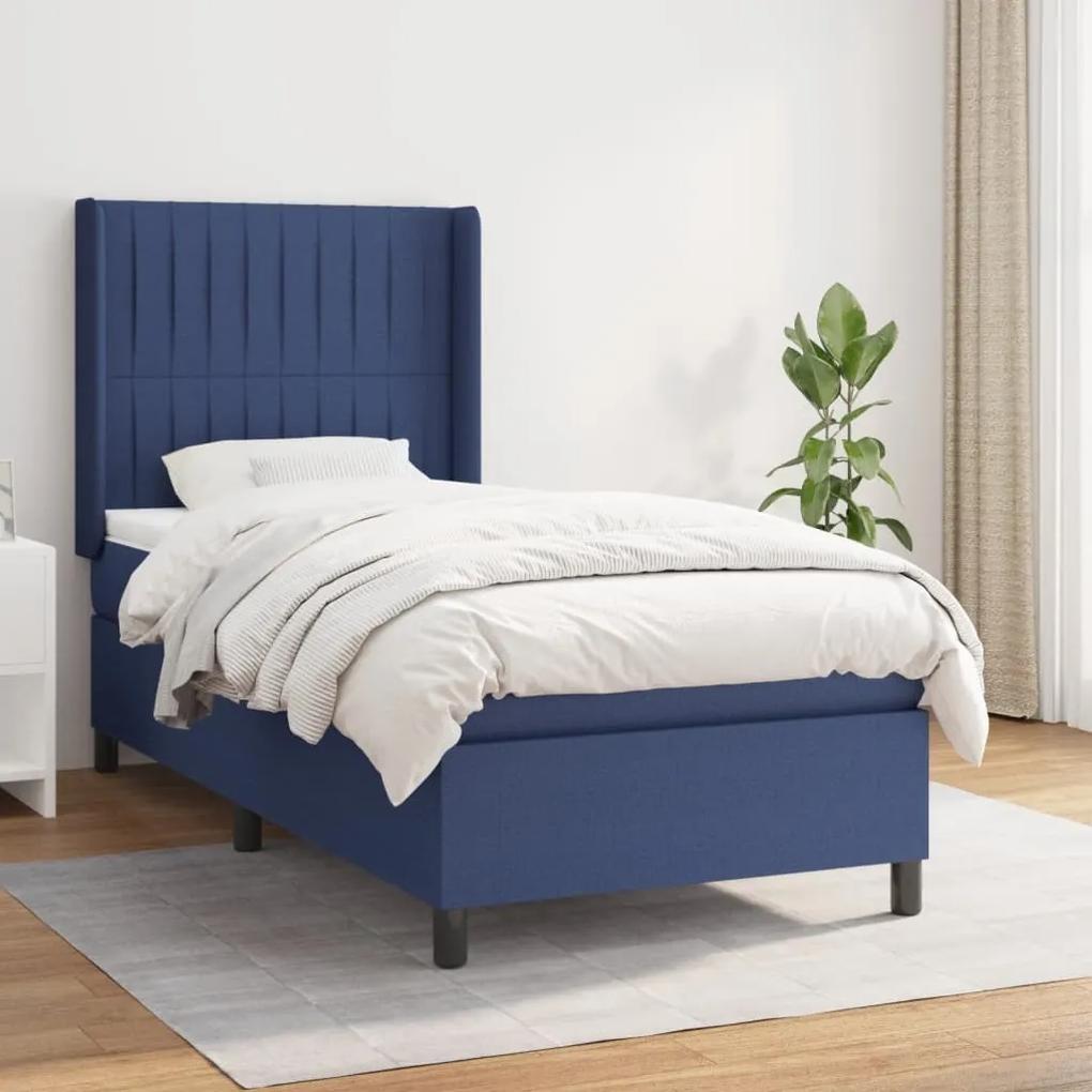 vidaXL Box spring postel s matrací 100 x 200 cm textil [3131570] Barva: Modrá