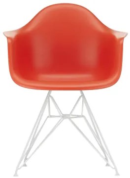 Eames Plastic Armchair DAR bíle lakovaná červená bílé na koberec Vitra