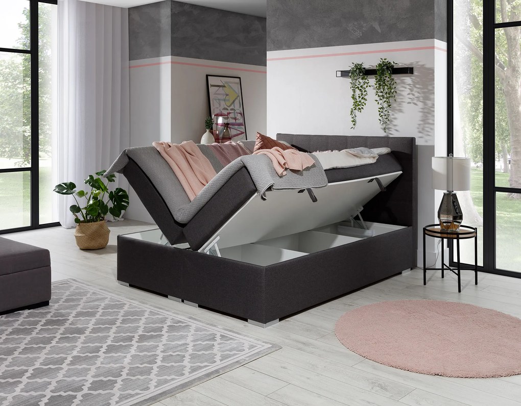 Kontinentální postel 180 cm Abbie (černá Soft 11) (s matracemi). 1027427