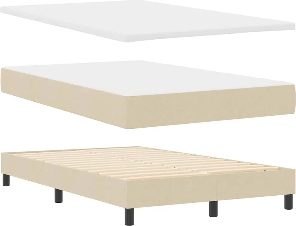Postel s boxspringem s čelo Krémová 120 x 190 cm textil 3338676