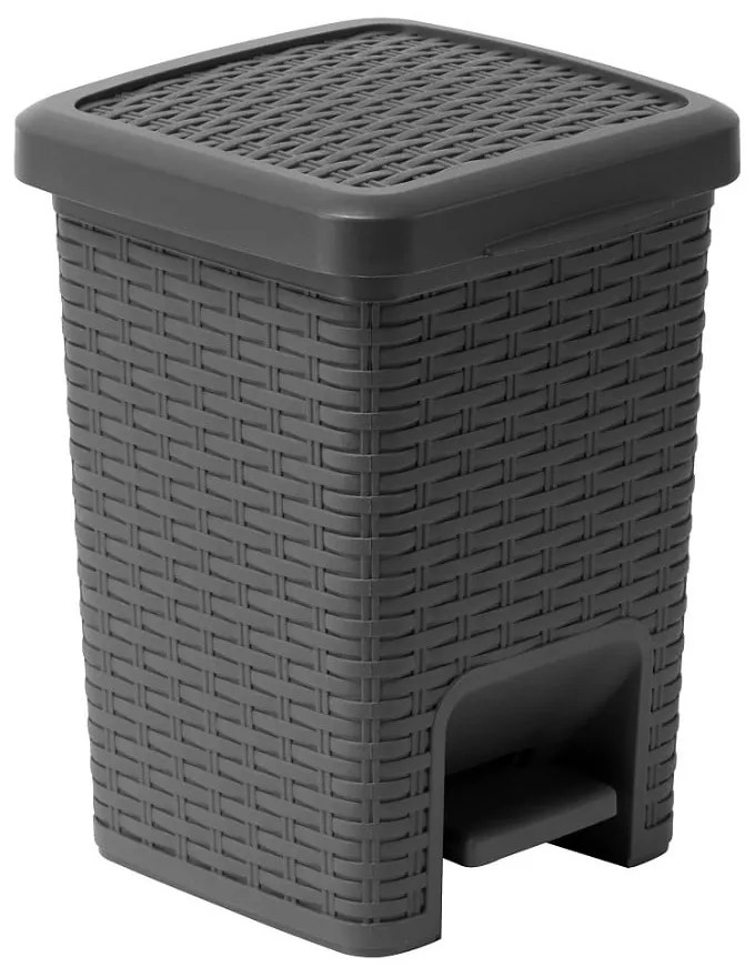 Šedý koupelnový pedálový koš Addis Rattan Pedal Bin Charcoal, 5 l