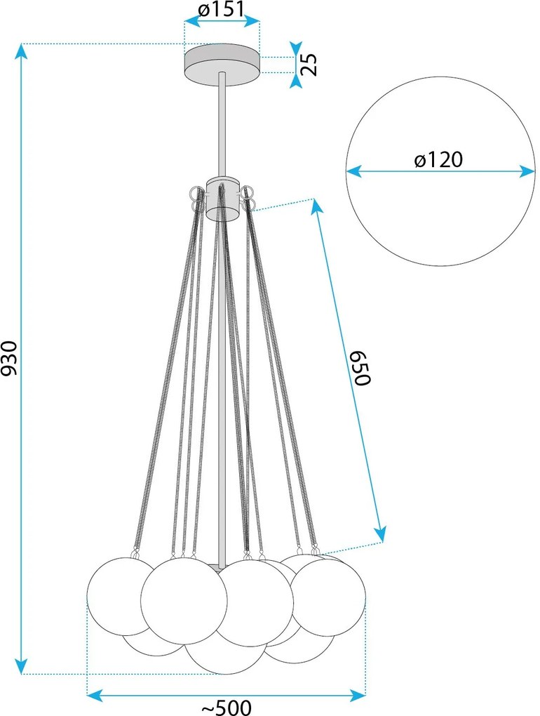 Toolight Toolight, závěsné svítidlo 12xE27, APP1688-12CP, zlatá, OSW-06390