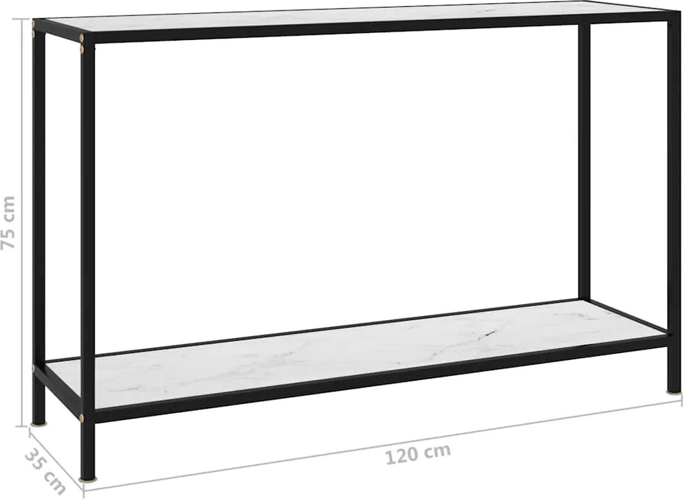 Konzolový stolek bílý 120 x 35 x 75 cm tvrzené sklo 322841