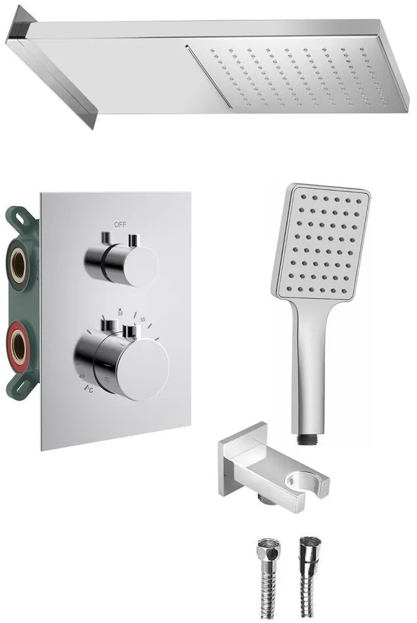 Sapho Sapho, KIMURA podomítkový sprchový set s termostatickou baterií, box, 3 výstupy, chrom, KU683-21