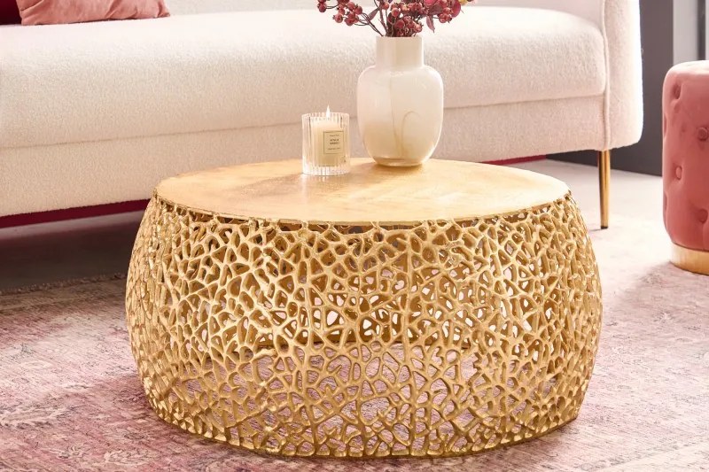 Konferenční stolek Leaf 75cm zlatá/ 43227