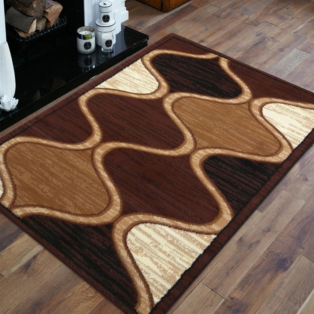 DY Hnědý koberec s abstraktním vzorem Alfa 04N Rozměr: 60x100 cm