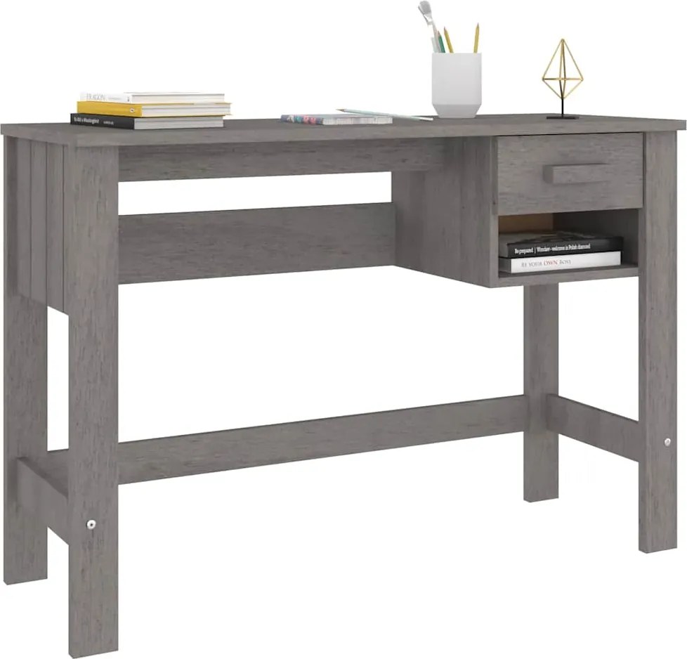 Psací stůl HAMAR světle šedý 110 x 40 x 75 cm masivní borovice 340459